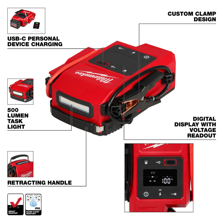 Milwaukee M18 HOTSHOT Jump Starter Capacitor-Powered & Cordless ...